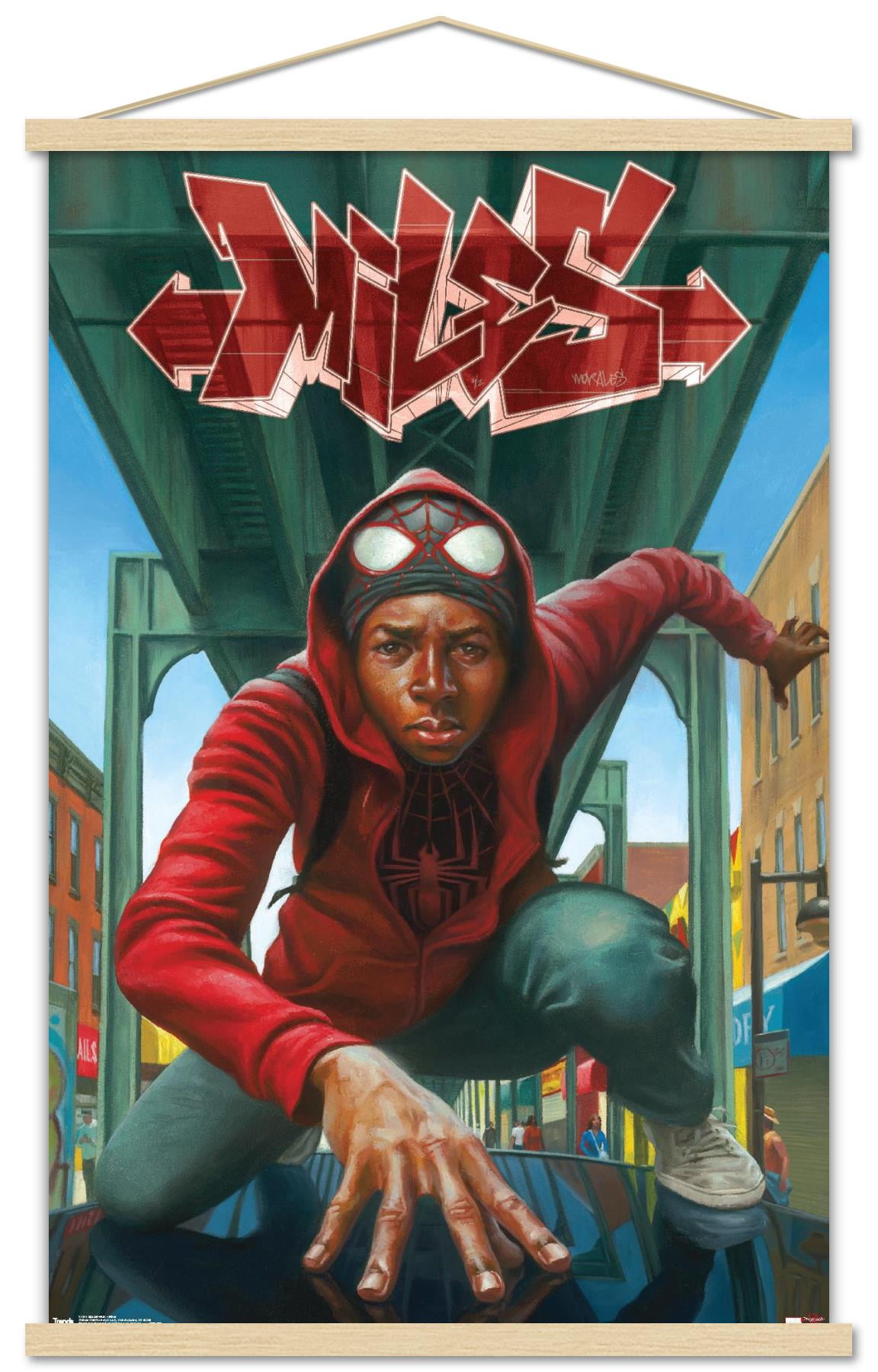 Marvel Comics - Spider-Man - Miles Wall Poster with Wooden Magnetic ...