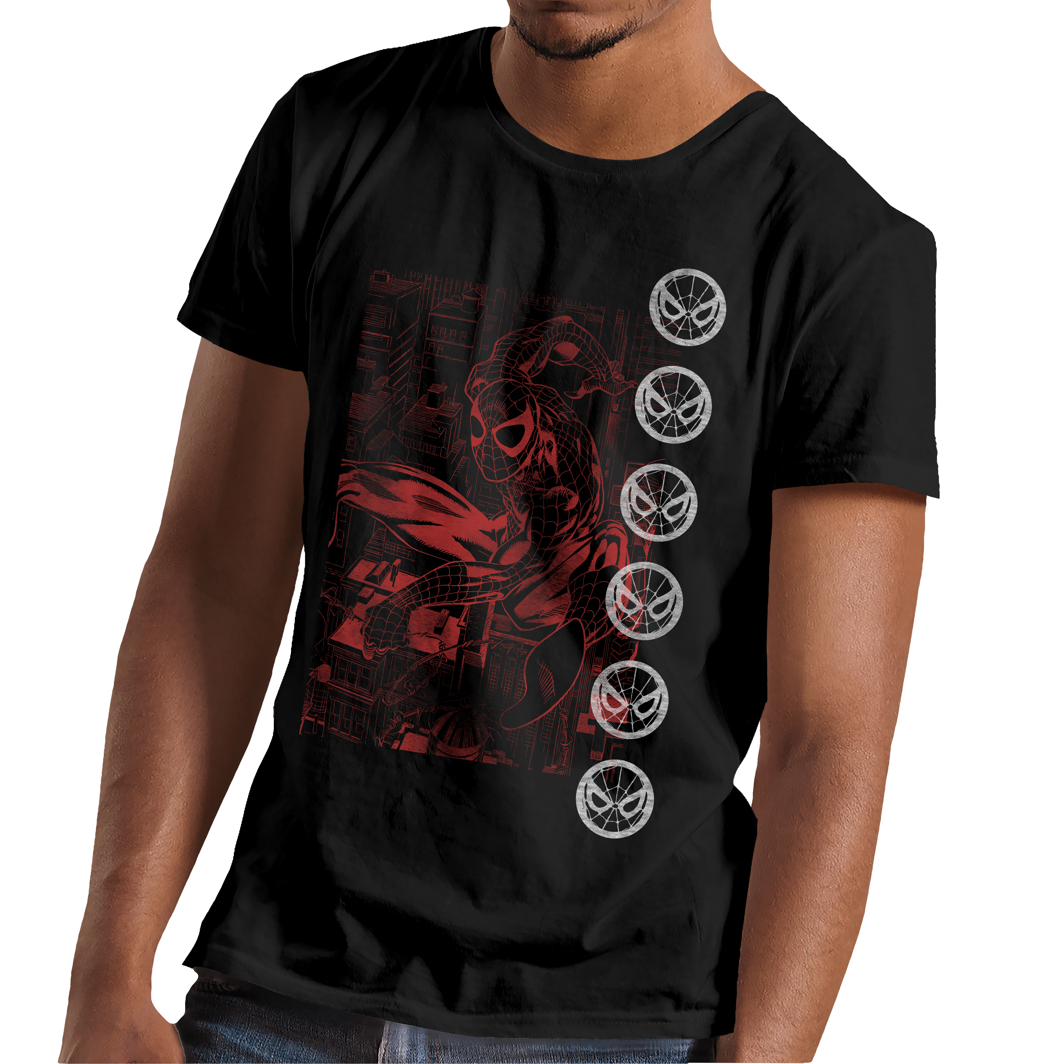 Marvel Comics Spider-Man Outline Mens and Womens Short Sleeve T-Shirt ...