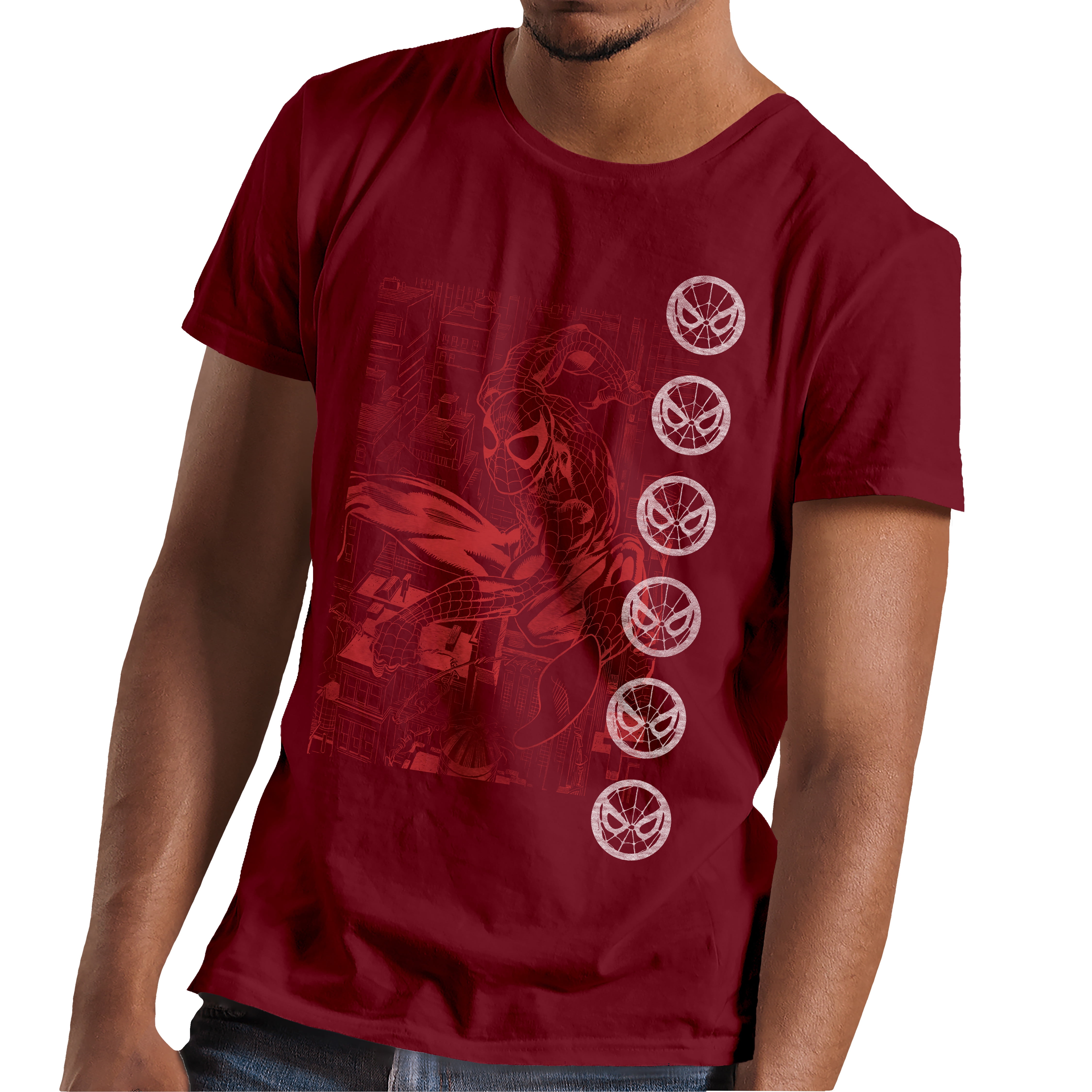 Marvel Comics Spider-Man Outline Mens and Womens Short Sleeve T-Shirt ...