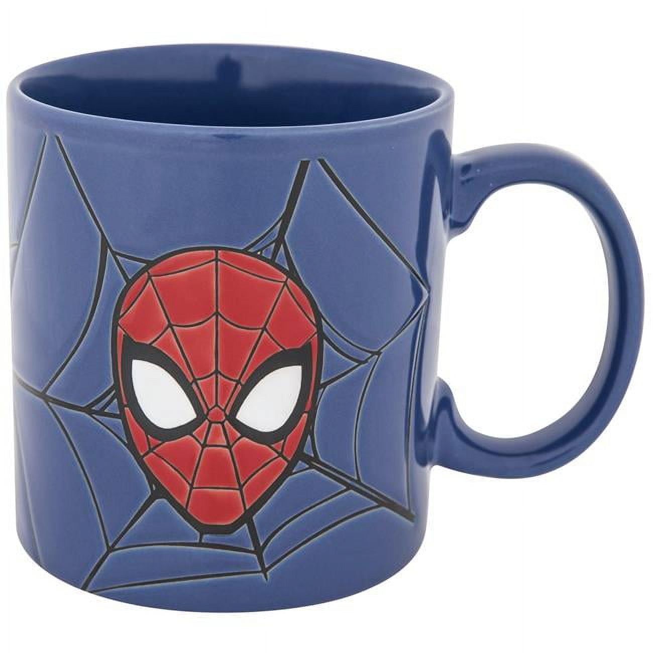 Spider-Man 867382 20 oz Spider-Man Webbed Mask Ceramic Mug, Blue ...