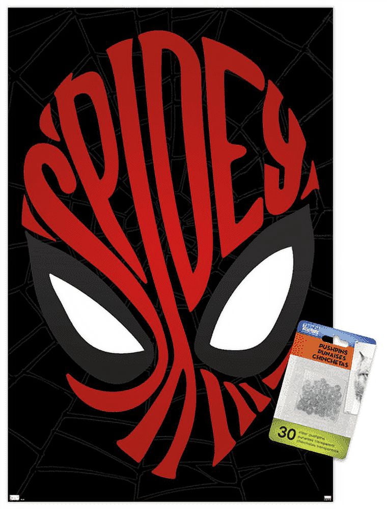 Marvel Comics - Spider-Man - Text Face Wall Poster with Push Pins, 14. ...