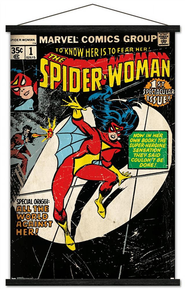 Marvel Comics - Spider-Woman - Cover #1 Wall Poster with Wooden ...