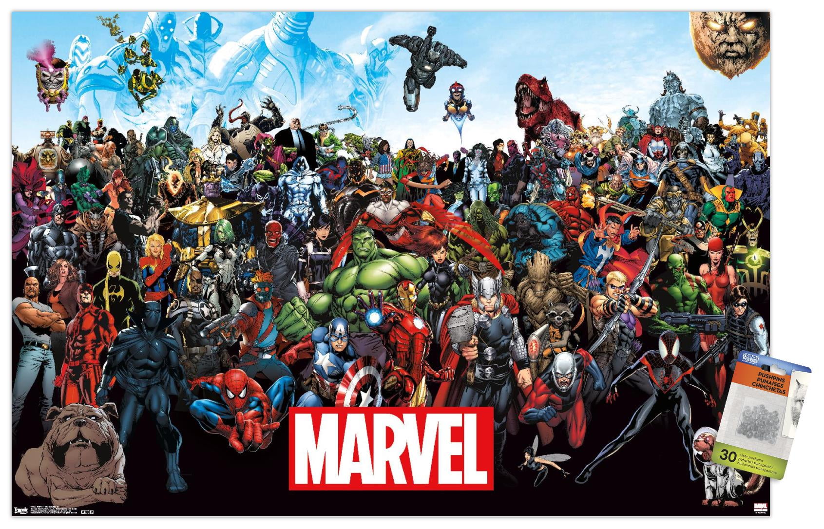 Marvel Comics - The Marvel Lineup Wall Poster with Push Pins, 22.375" x ...