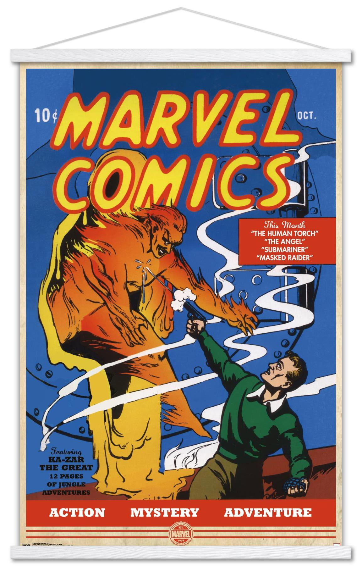 Marvel Comics - The Very First Marvel Comics #1 Wall Poster with Wooden ...