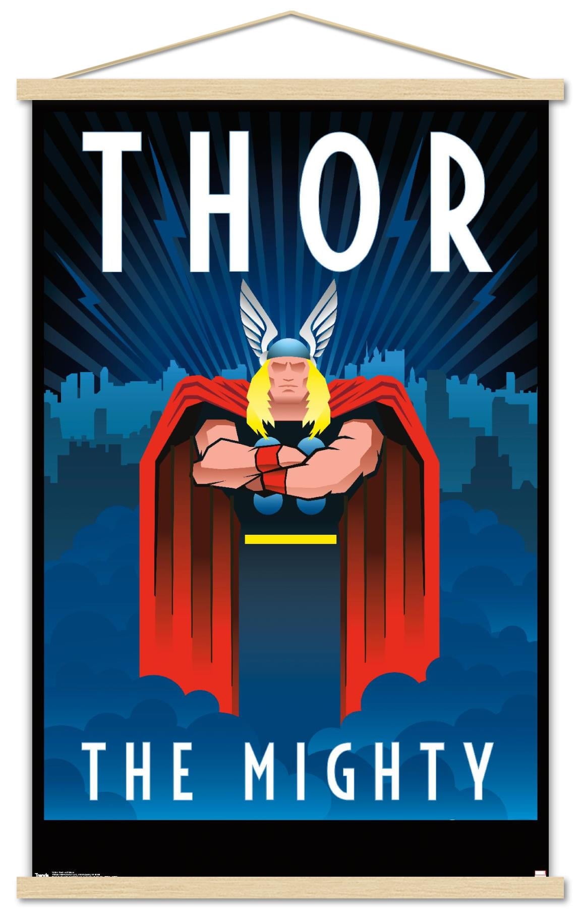 Marvel Comics - Thor - Art Deco Wall Poster with Wooden Magnetic Frame ...