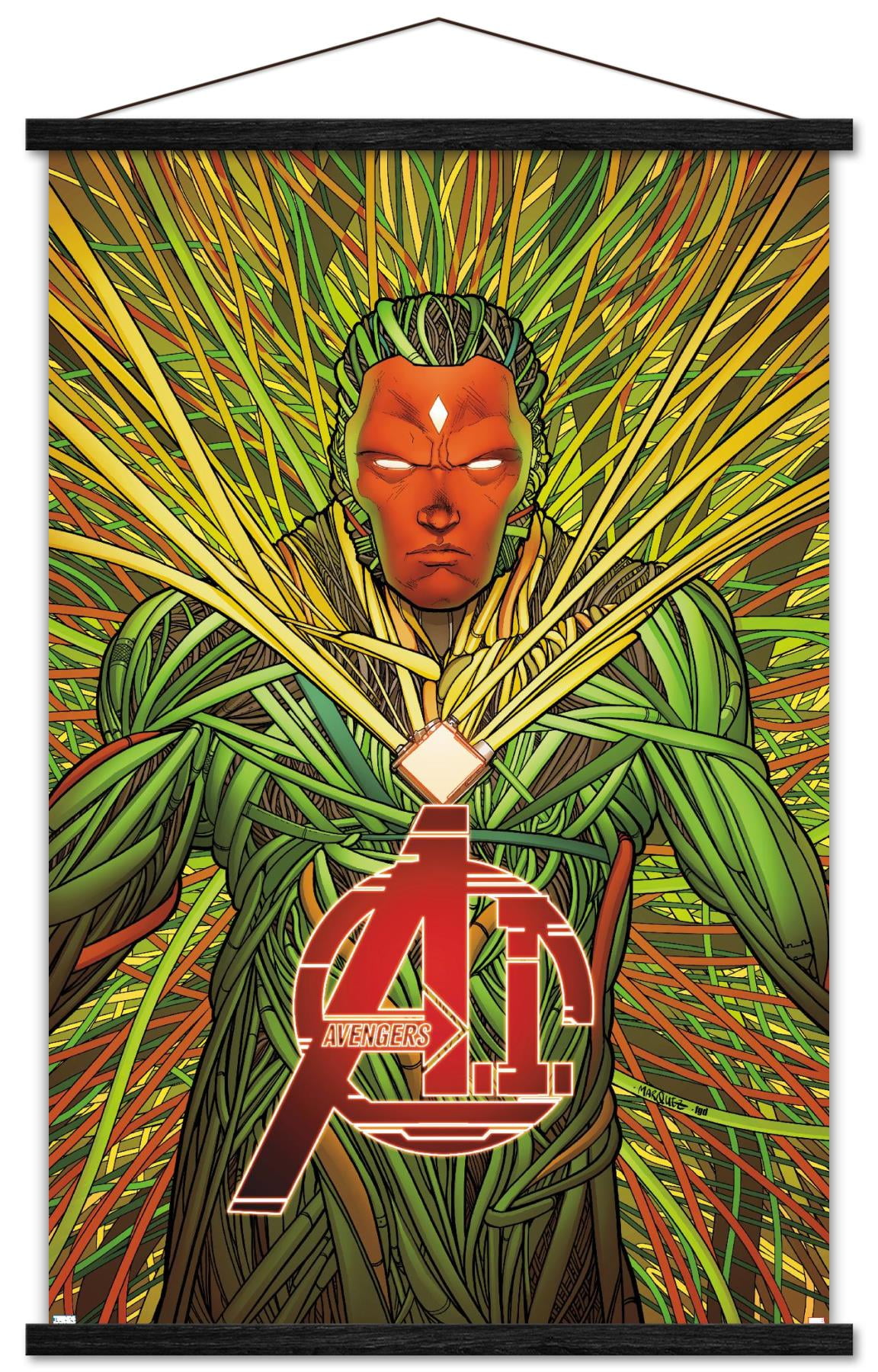 Marvel Comics - Vision - Avengers A.I. #8 Wall Poster with Wooden ...