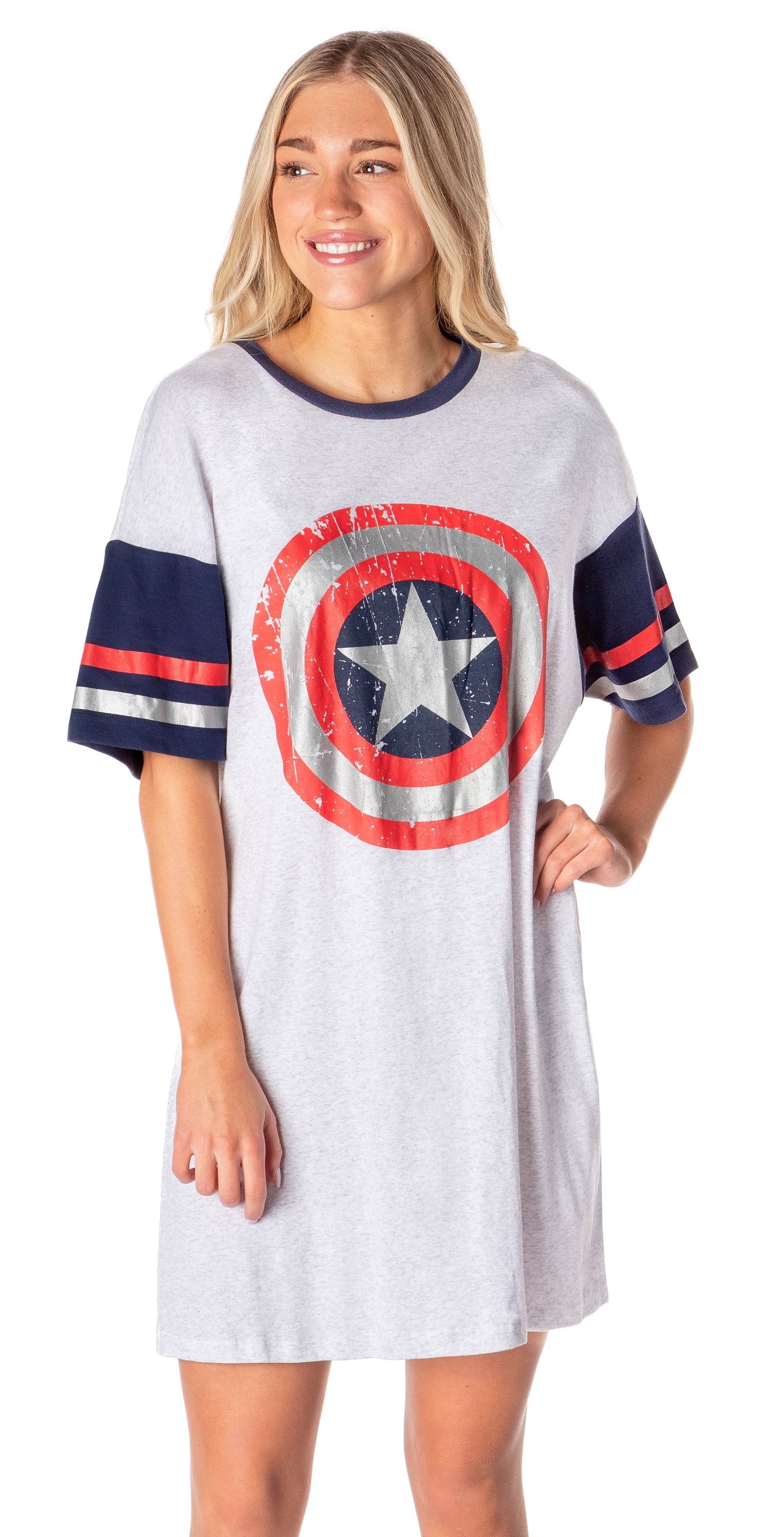 Marvel Comics Womens' Captain America Symbol Nightgown Pajama Shirt ...