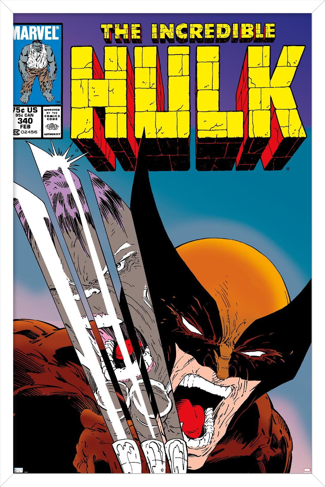 Marvel Comics X-Men - Wolverine Incredible Hulk #340 Wall Poster, 14. ...