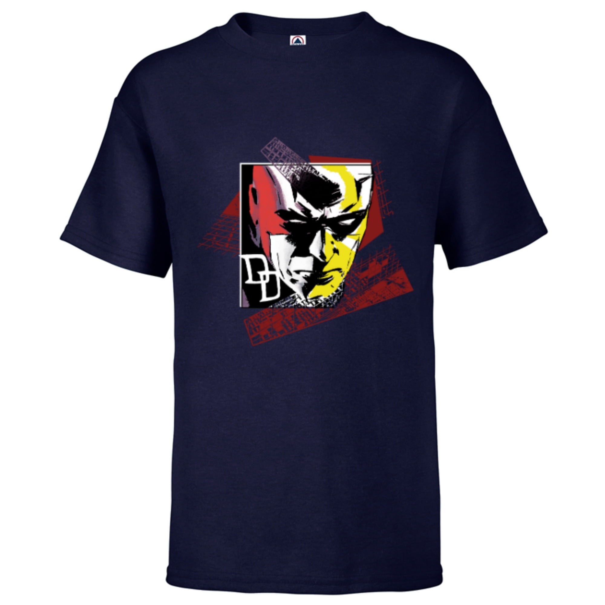 Marvel Daredevil Super Hero Comic Art Face and DD Logo - Short Sleeve T ...