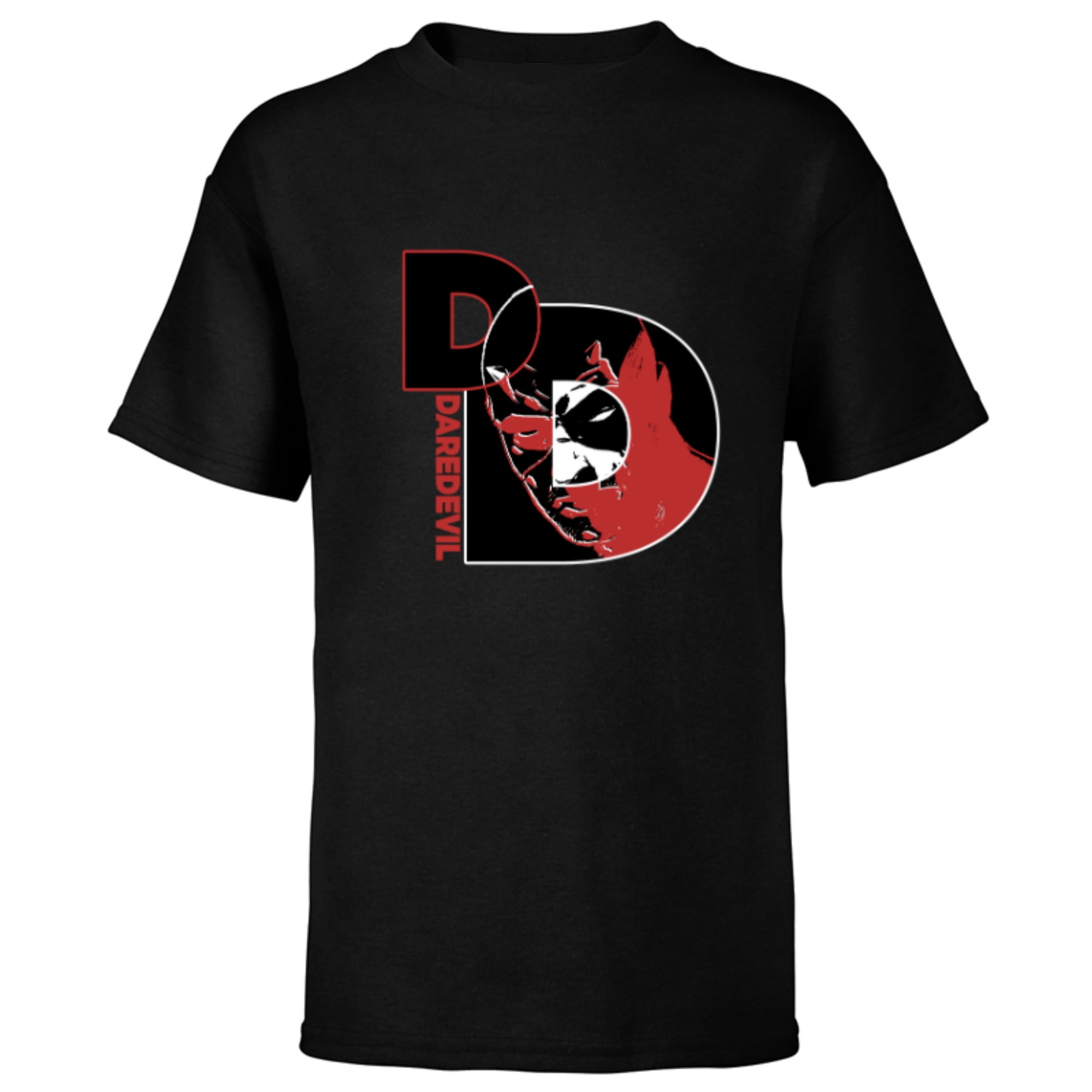Marvel Daredevil Super Hero Comic Art Face in DD Symbol - Short Sleeve ...