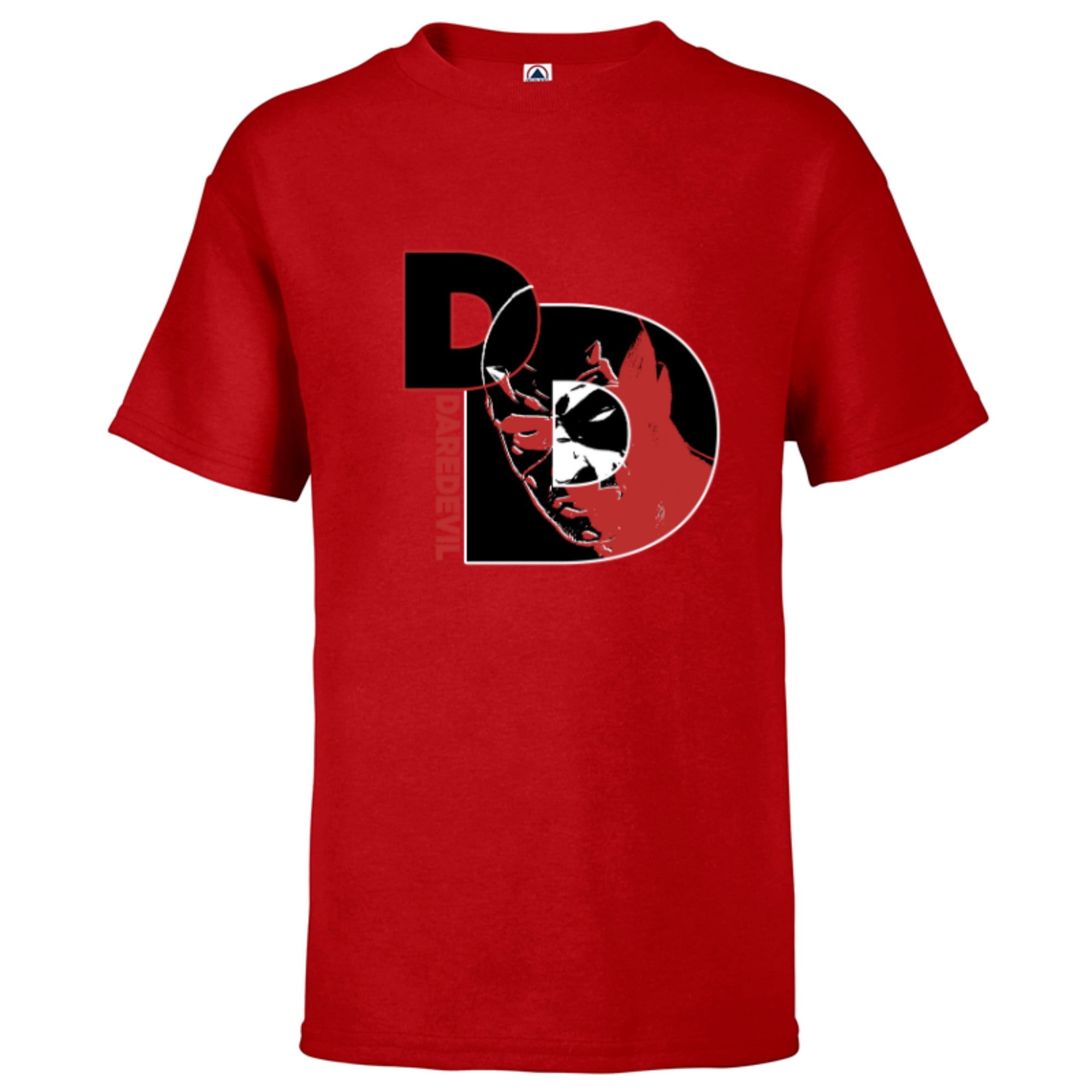 Marvel Daredevil Super Hero Comic Art Face in DD Symbol - Short Sleeve ...