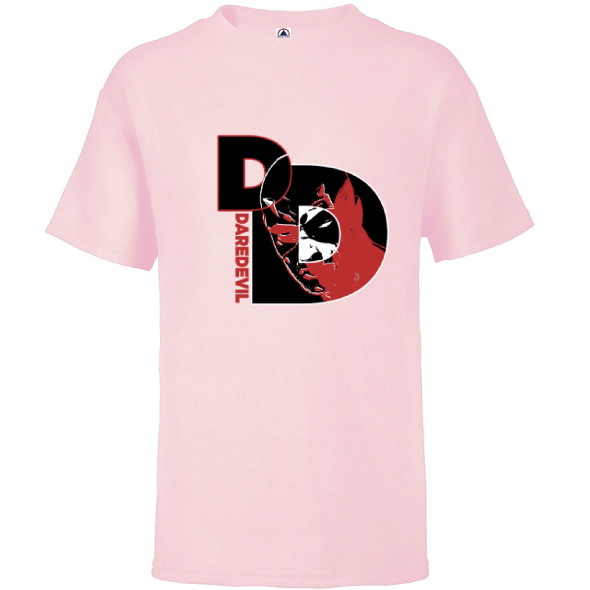 Marvel Daredevil Super Hero Comic Art Face in DD Symbol - Short Sleeve ...