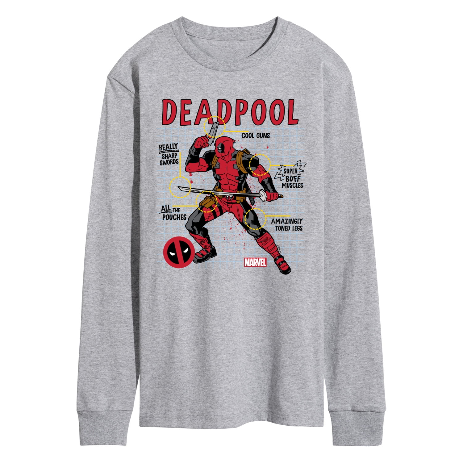 Marvel Deadpool - Blueprint - Men's Long Sleeve Graphic T-Shirt ...