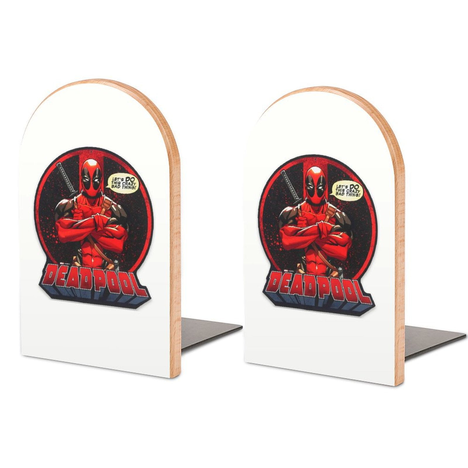 Marvel-Deadpool Book Ends,Wood Bookends for Shelves to Hold Books Heavy ...