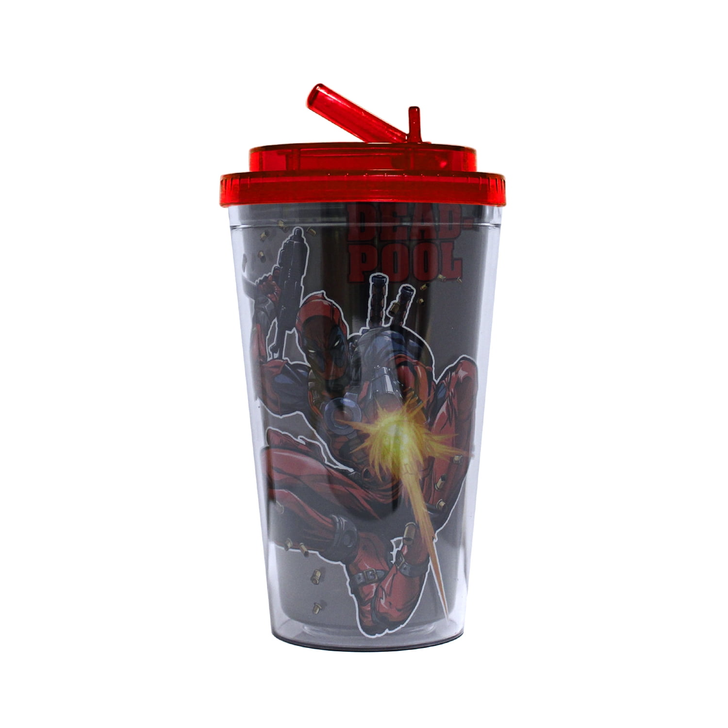 Marvel Deadpool Bullets Flip Straw Cold Cup, 16 oz - Walmart.com