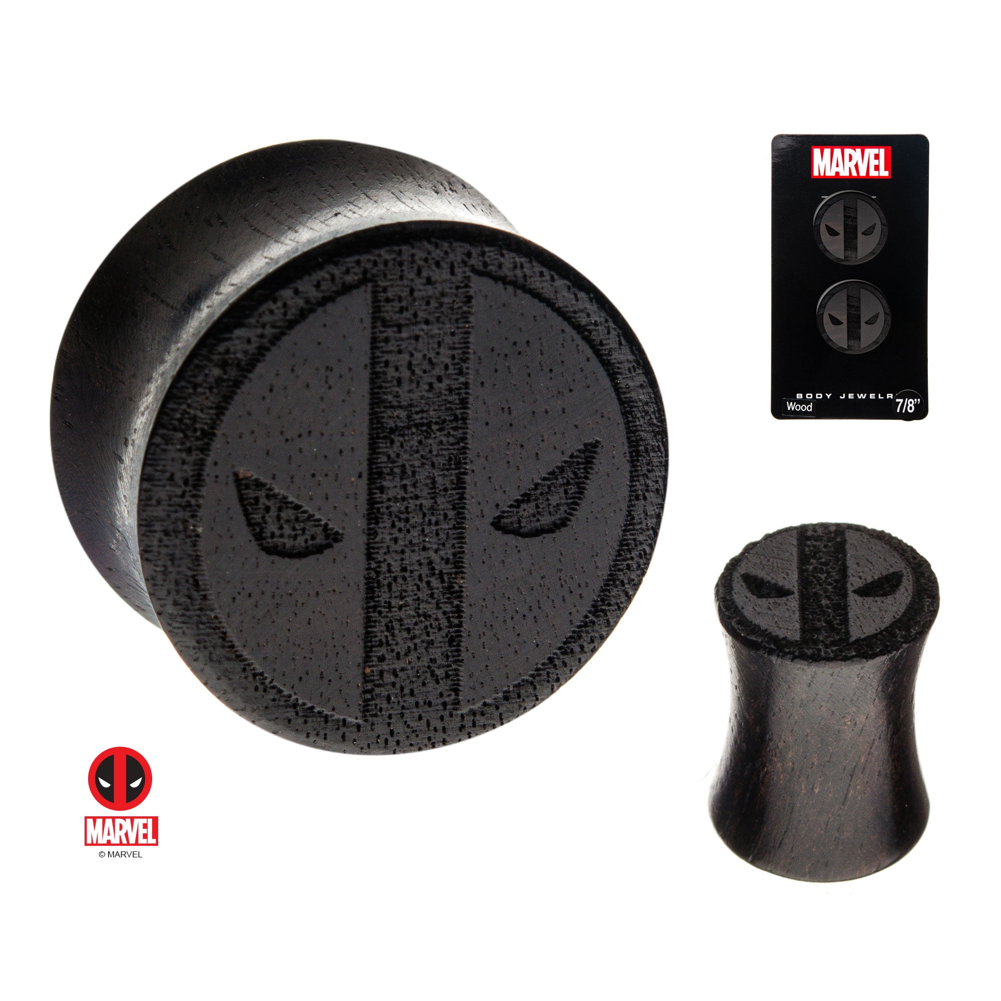 Marvel, Deadpool Double Flare Iron Wood Plugs - 7/8" 78PR - Walmart.com