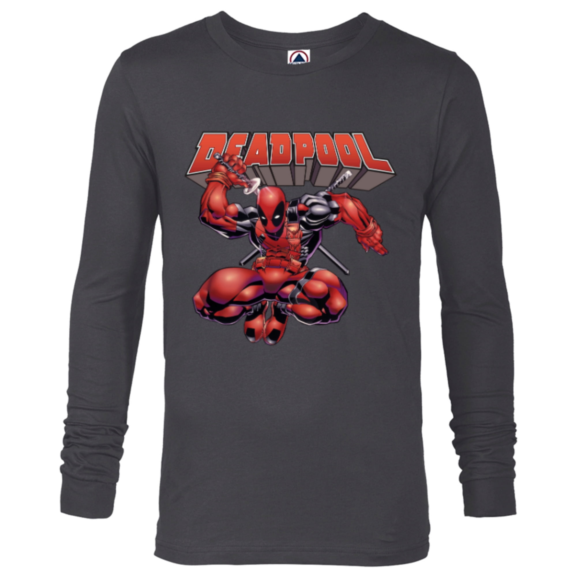 Marvel Deadpool Drawing Sword Action Pose Comic Cover Art - Long Sleeve ...