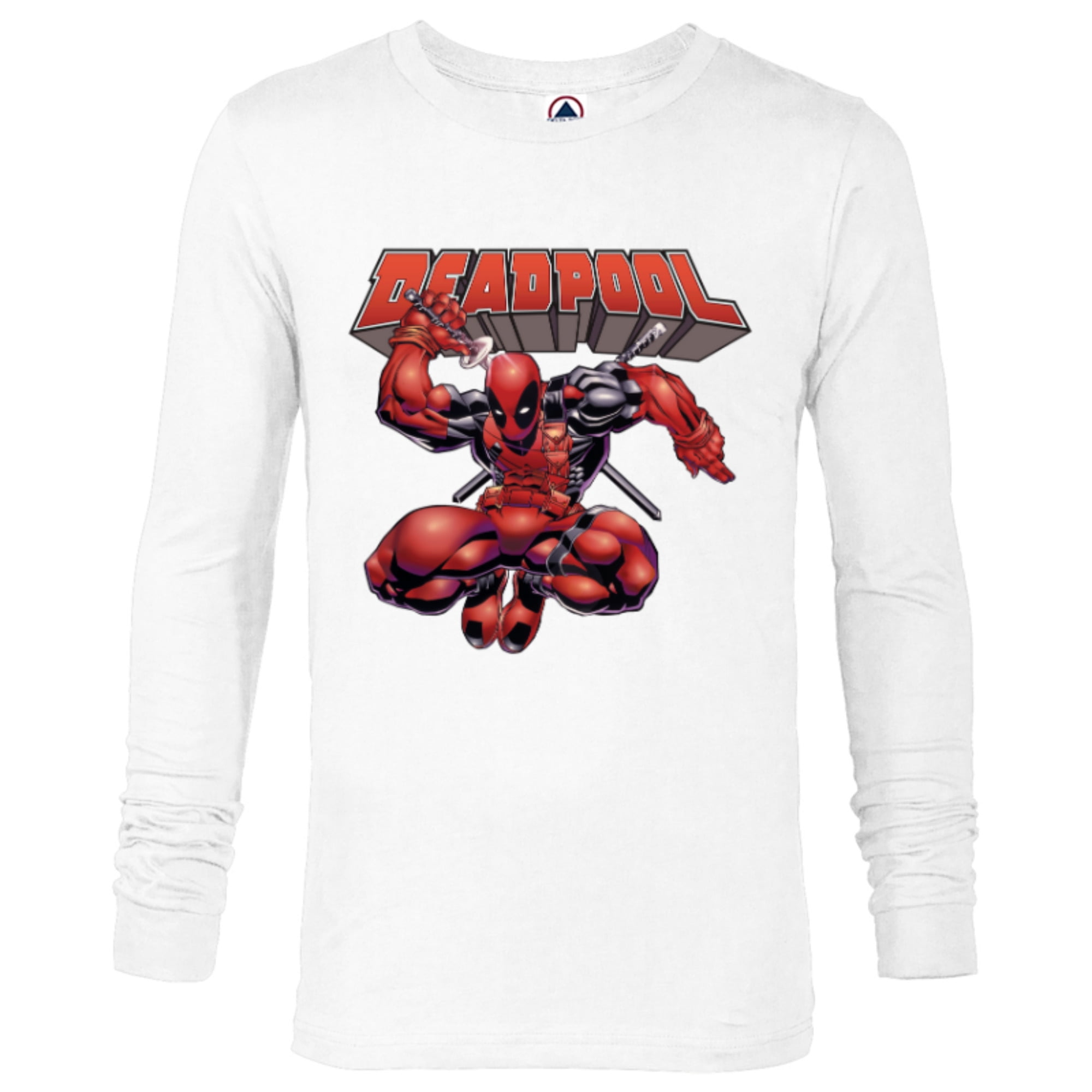 Marvel Deadpool Drawing Sword Action Pose Comic Cover Art - Long Sleeve ...
