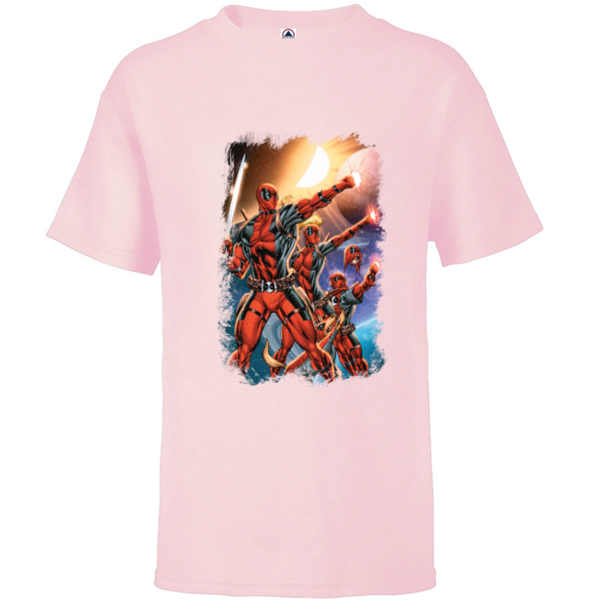 Marvel Deadpool Family Space Squad Distressed Comic Art- Short Sleeve T ...