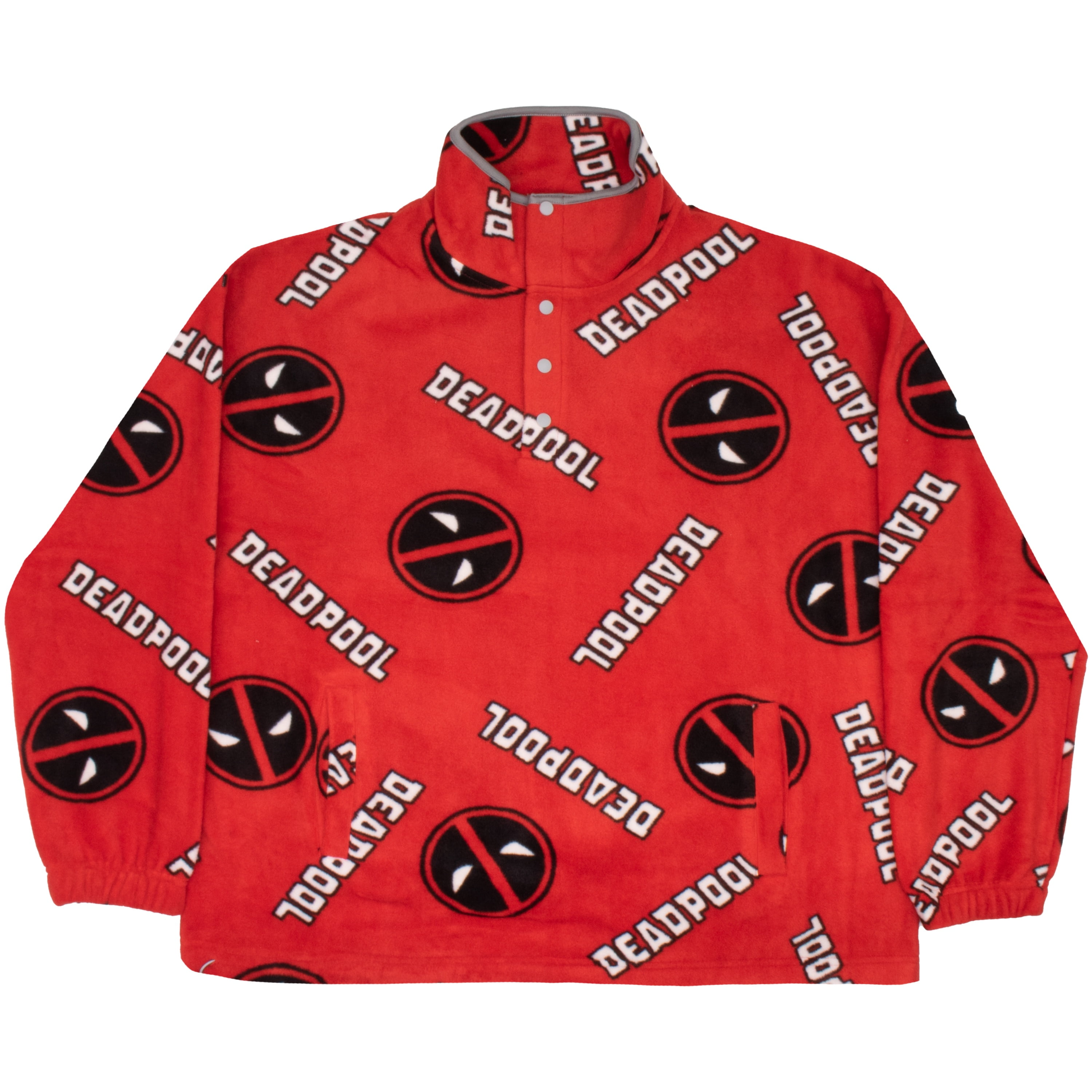 Marvel Deadpool Men's Snap-Up Pullover Fleece Jackets - Lightweight ...