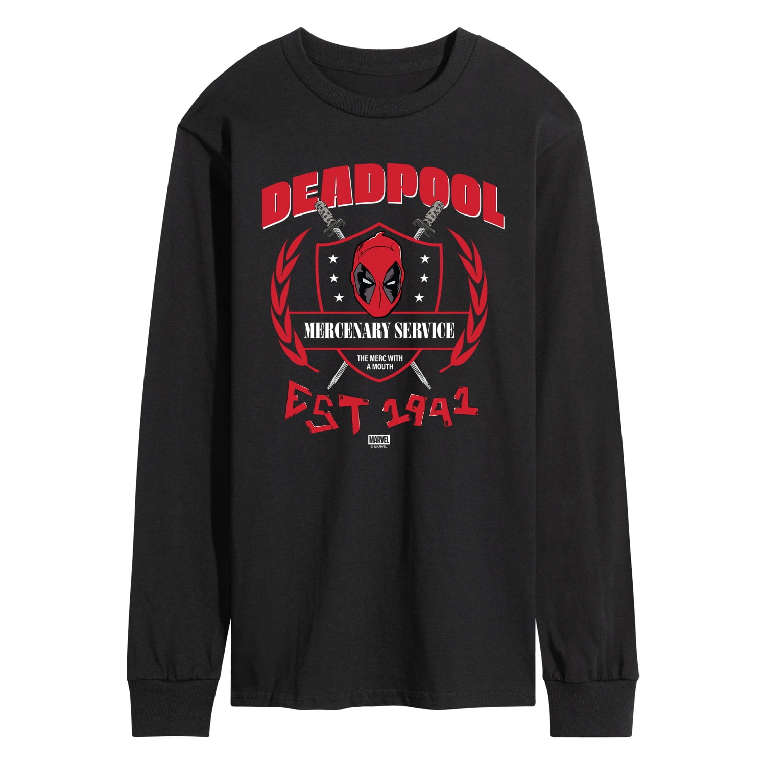 Marvel - Deadpool Mercenary Service - Men's Long Sleeve Graphic T-Shirt ...