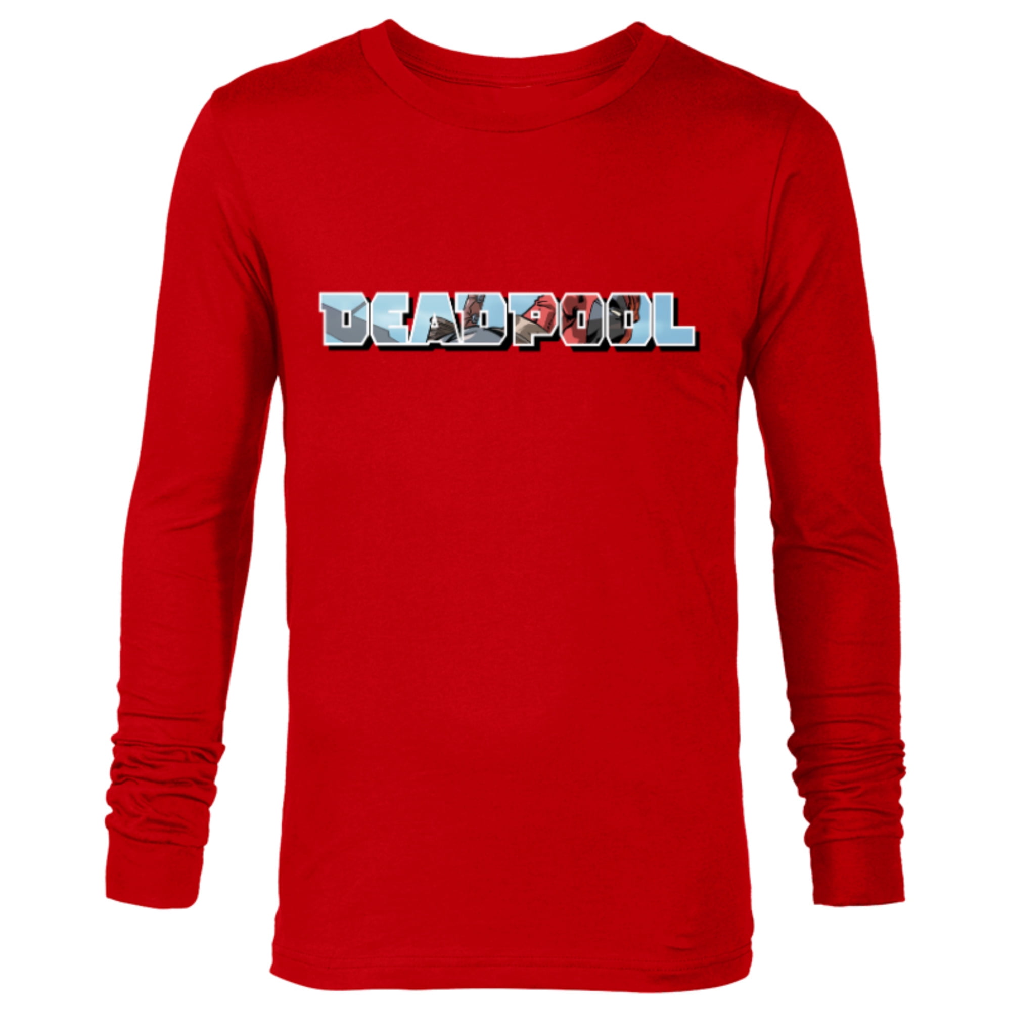 Marvel Deadpool Super Hero Comic Art Window Name Logo - Long Sleeve T ...