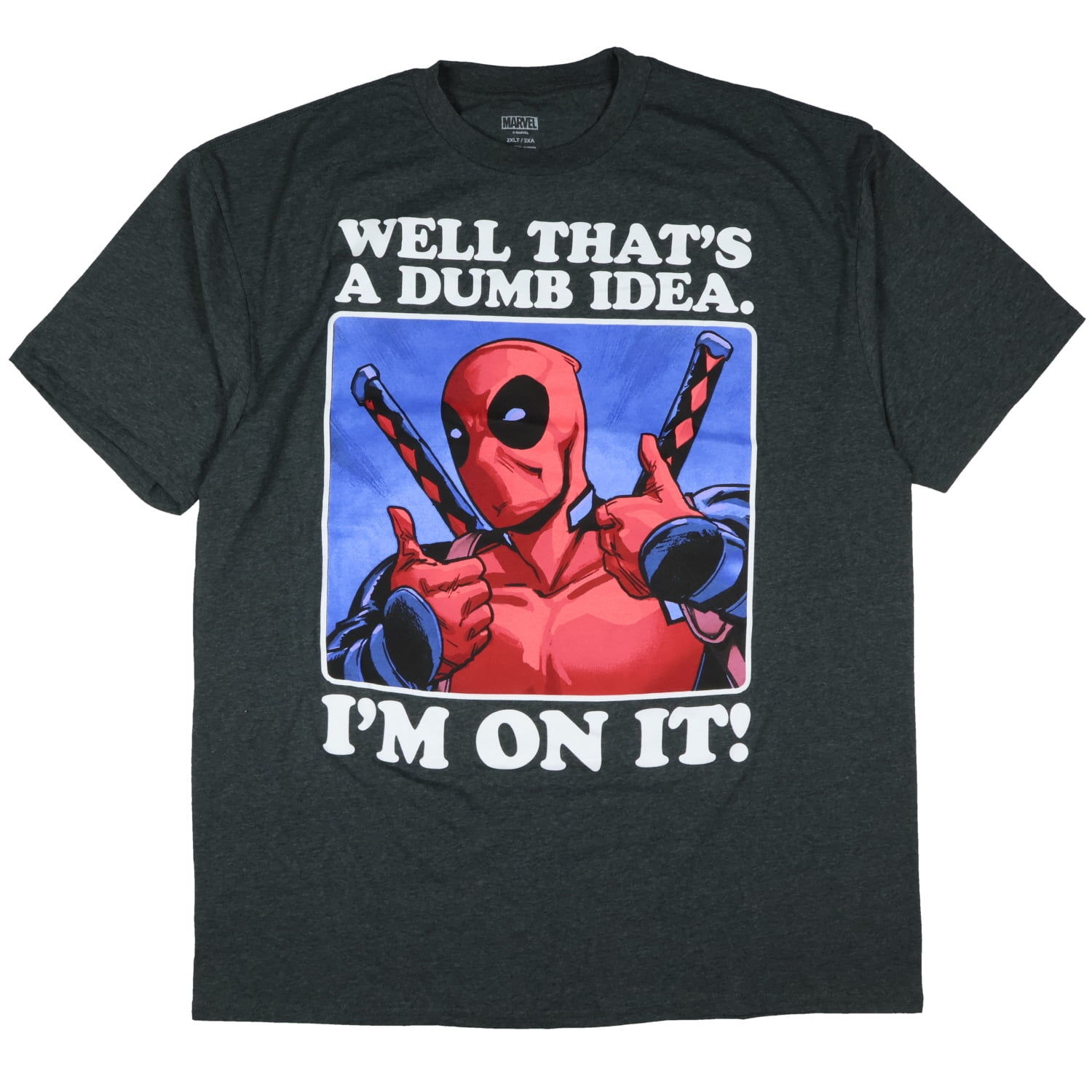 Marvel Deadpool T-Shirt Dumb Idea I'm On It Adult Short Sleeve Tee ...
