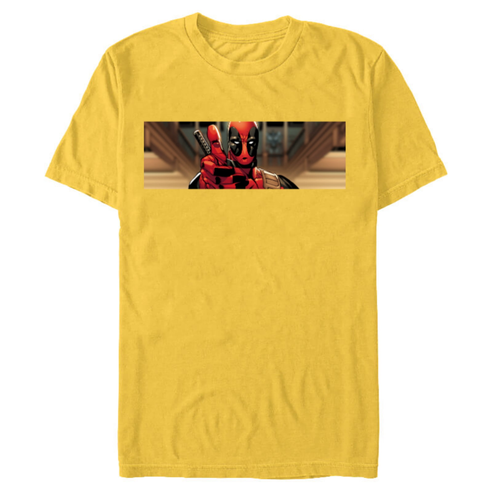 Marvel Deadpool Thumbs Up Widescreen Comic Art - Short Sleeve Blended T ...