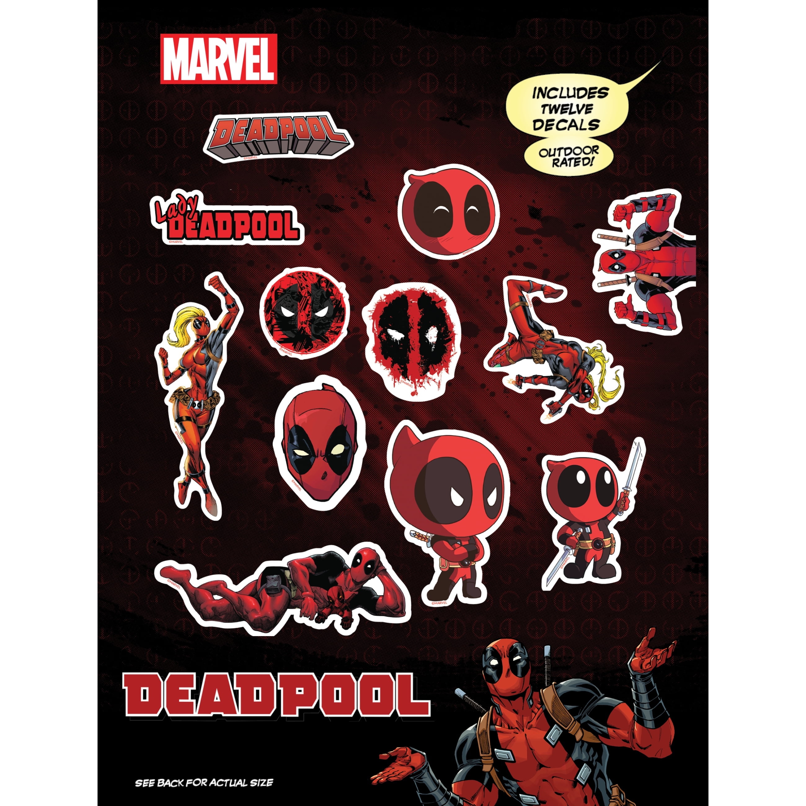 Marvel Deadpool Vinyl Decals - Set of 12 Deadpool Vinyl Car Stickers ...