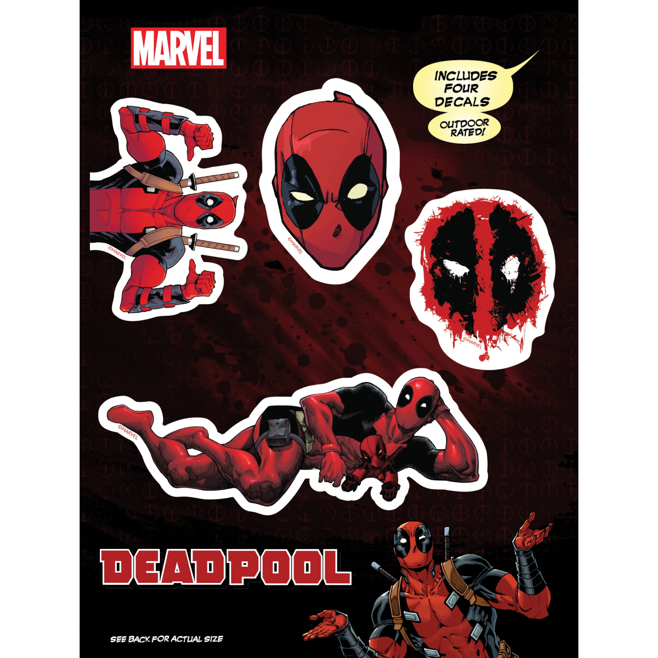 Marvel Deadpool Vinyl Decals - Set of 4 Deadpool Vinyl Car Stickers for ...