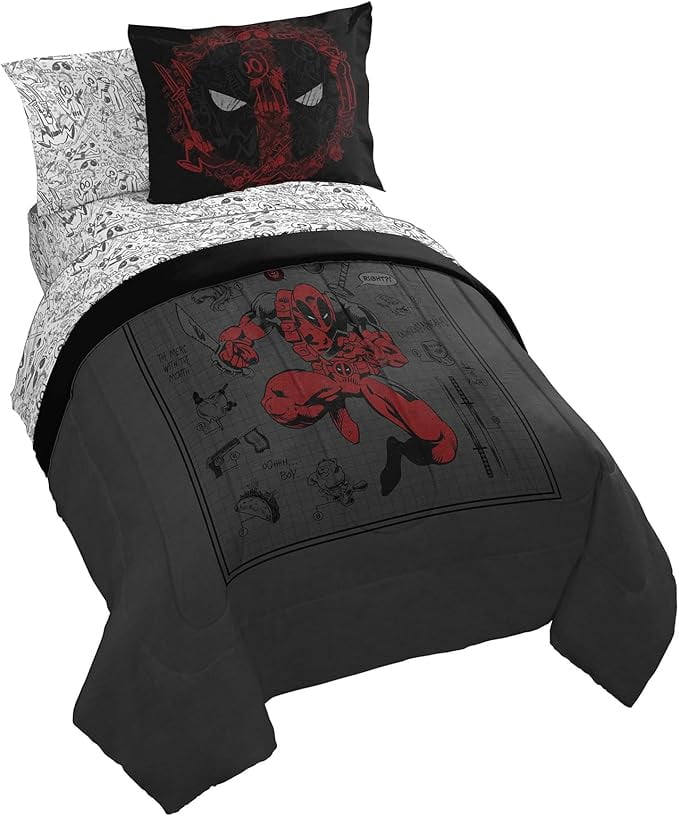 Marvel, Deadpool Twin Bed Set, 5 Piece, Sham Included - Walmart.com