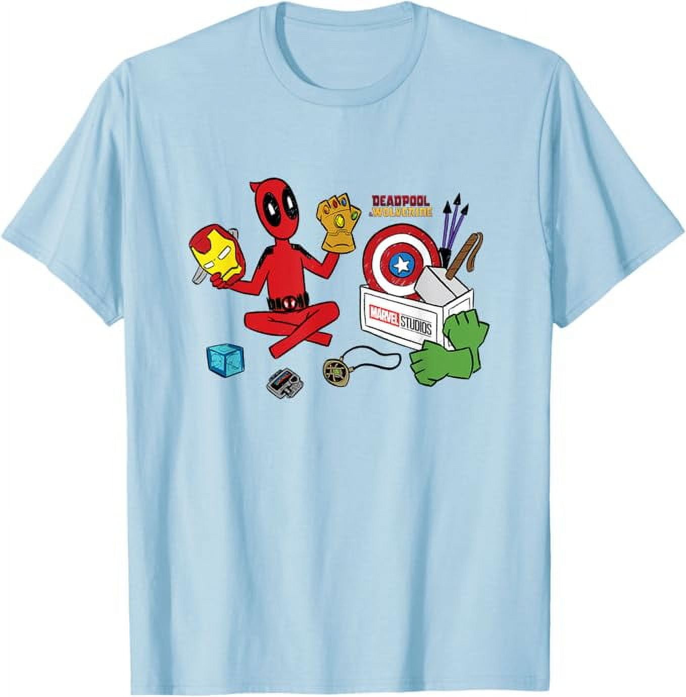 Marvel Deadpool & Wolverine Avengers Tool Box Sketch Icons T-Shirt ...