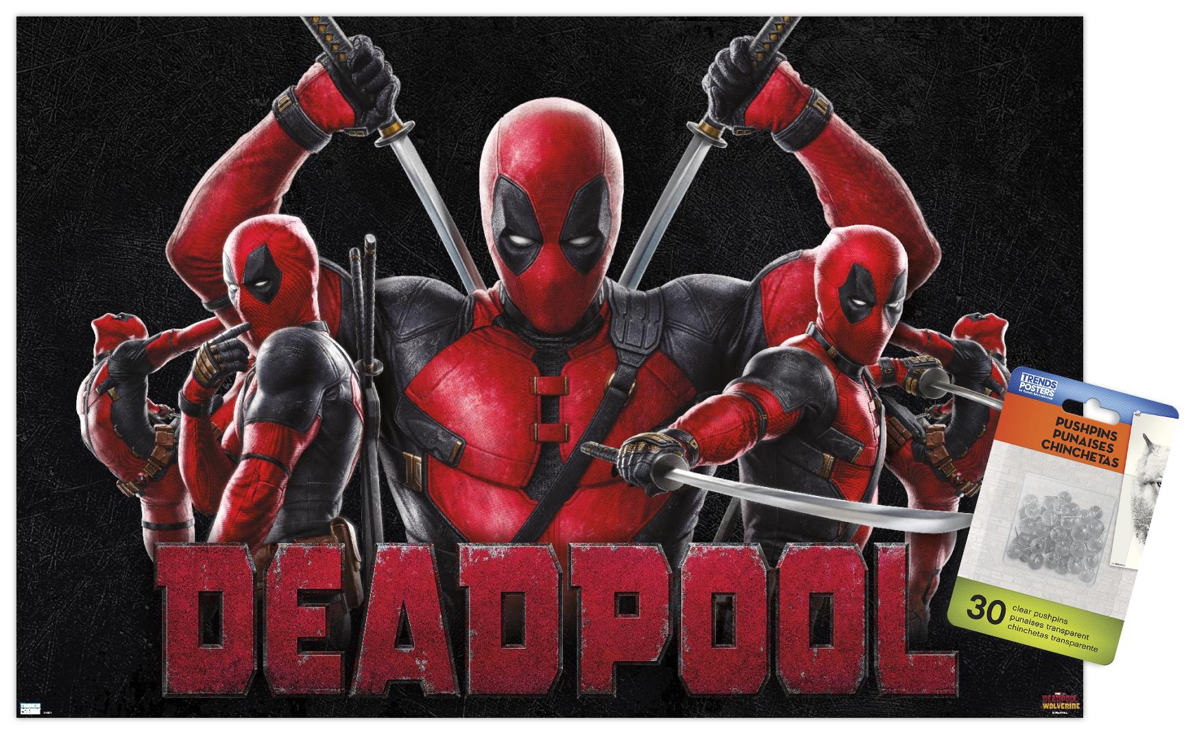 Marvel Deadpool & Wolverine - Deadpool Wall Poster with Push Pins, 14. ...