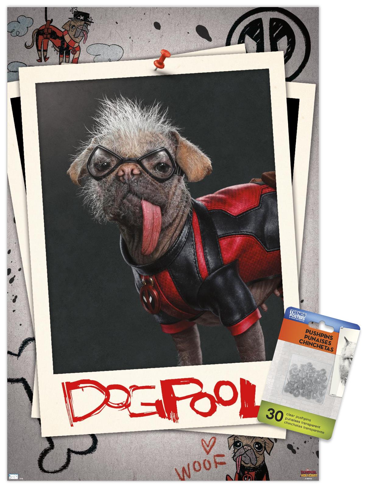 Marvel Deadpool & Wolverine - Dogpool Wall Poster with Push Pins, 14. ...