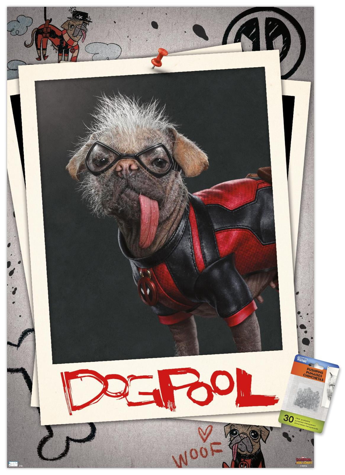Marvel Deadpool & Wolverine - Dogpool Wall Poster with Push Pins, 22. ...