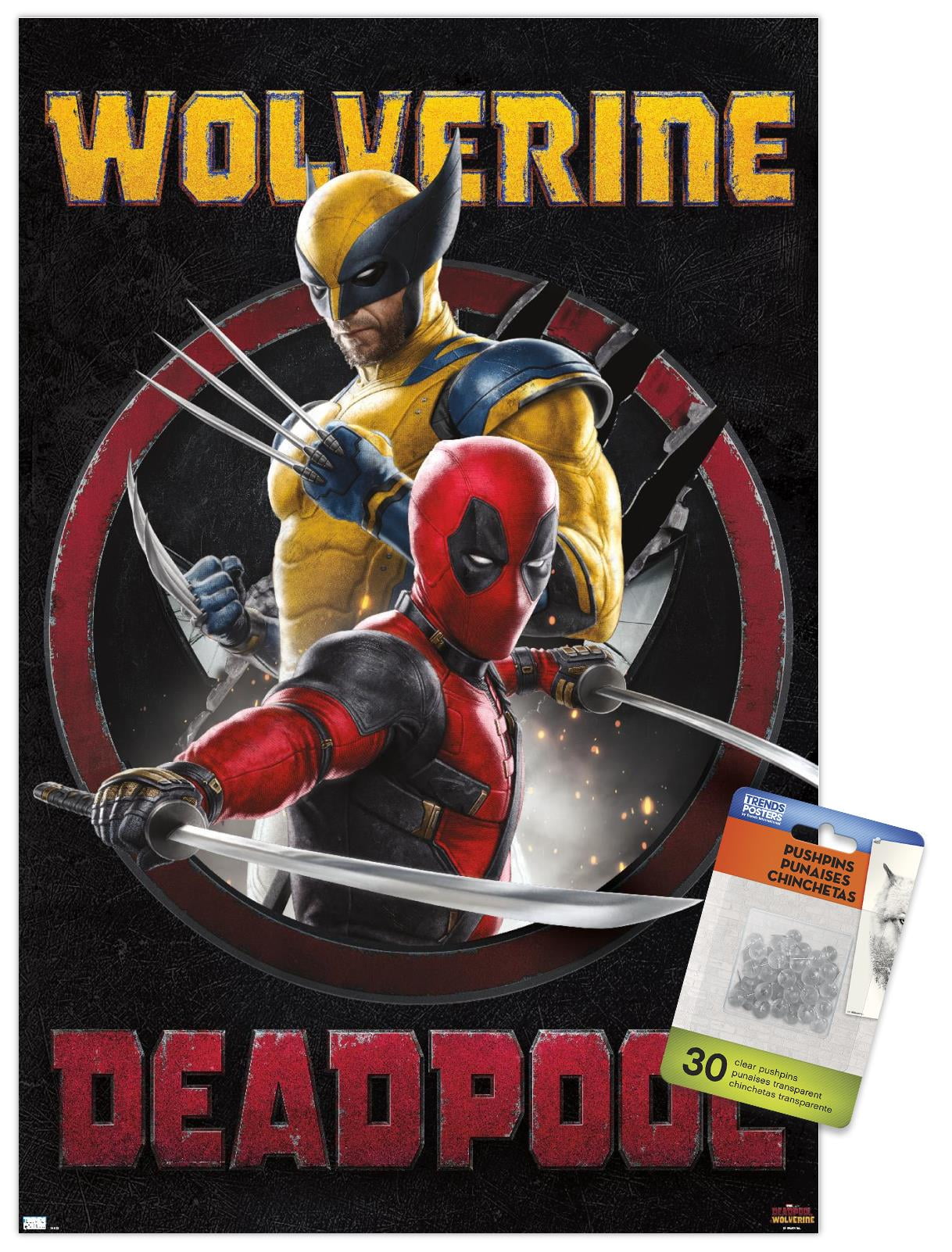 Marvel Deadpool & Wolverine - Duo Wall Poster with Push Pins, 14.725" x ...