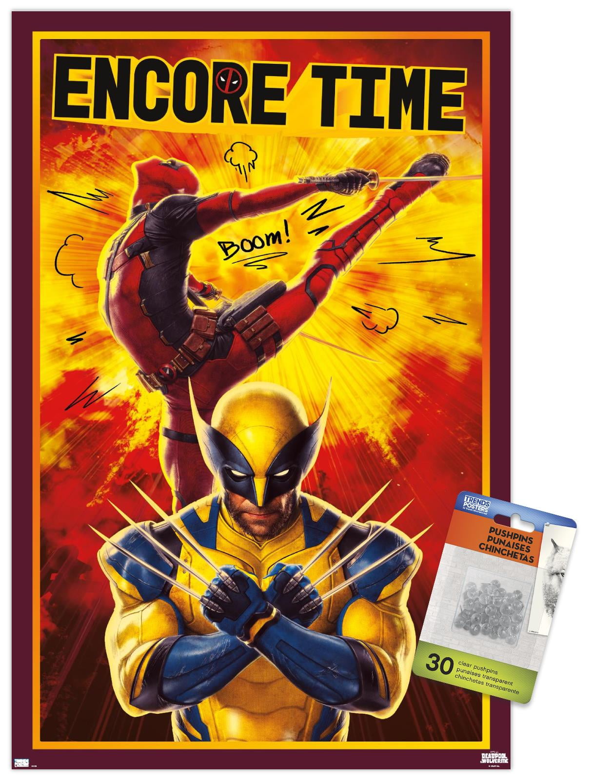 Marvel Deadpool & Wolverine - Encore Time Wall Poster with Push Pins ...