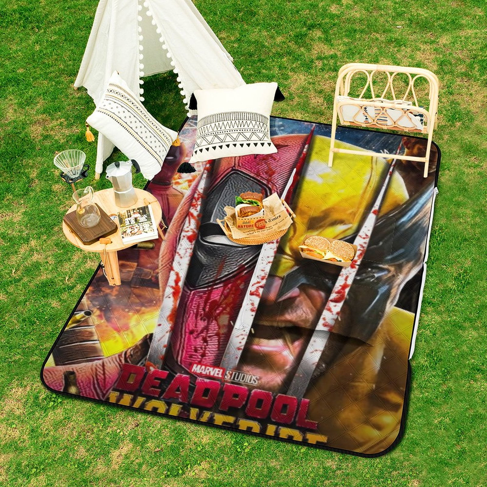 Marvel-Deadpool & Wolverine Extra Large Picnic Outdoor Blanket,59 x 39 ...