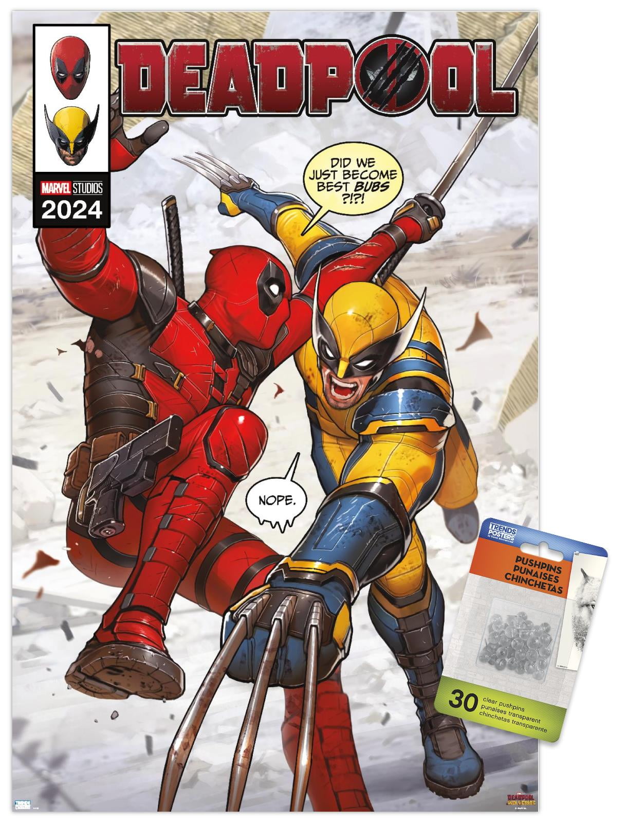 Marvel Deadpool & Wolverine - Homage Cover #1 Wall Poster with Push ...