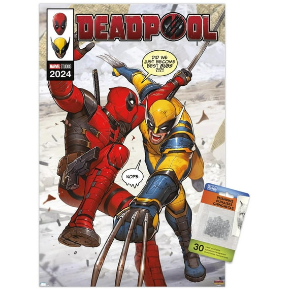 Marvel Deadpool & Wolverine - Homage Cover #1 Wall Poster with Push ...