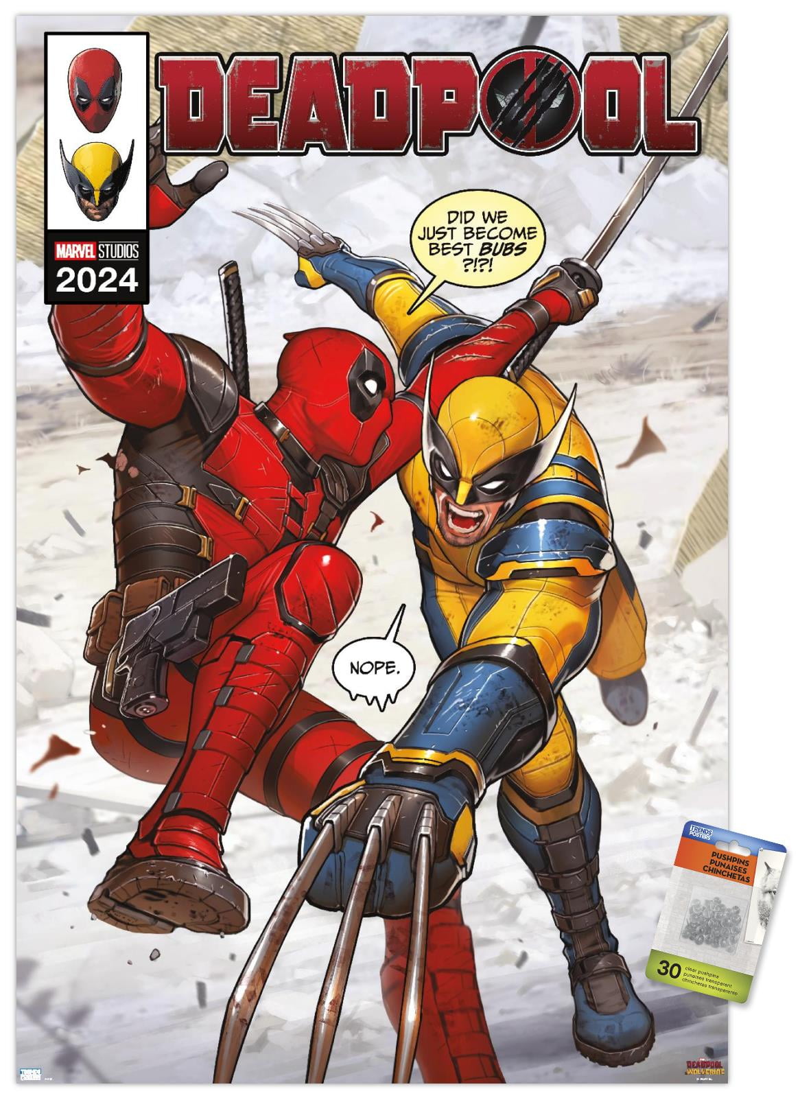 Marvel Deadpool & Wolverine - Homage Cover #1 Wall Poster with Push ...