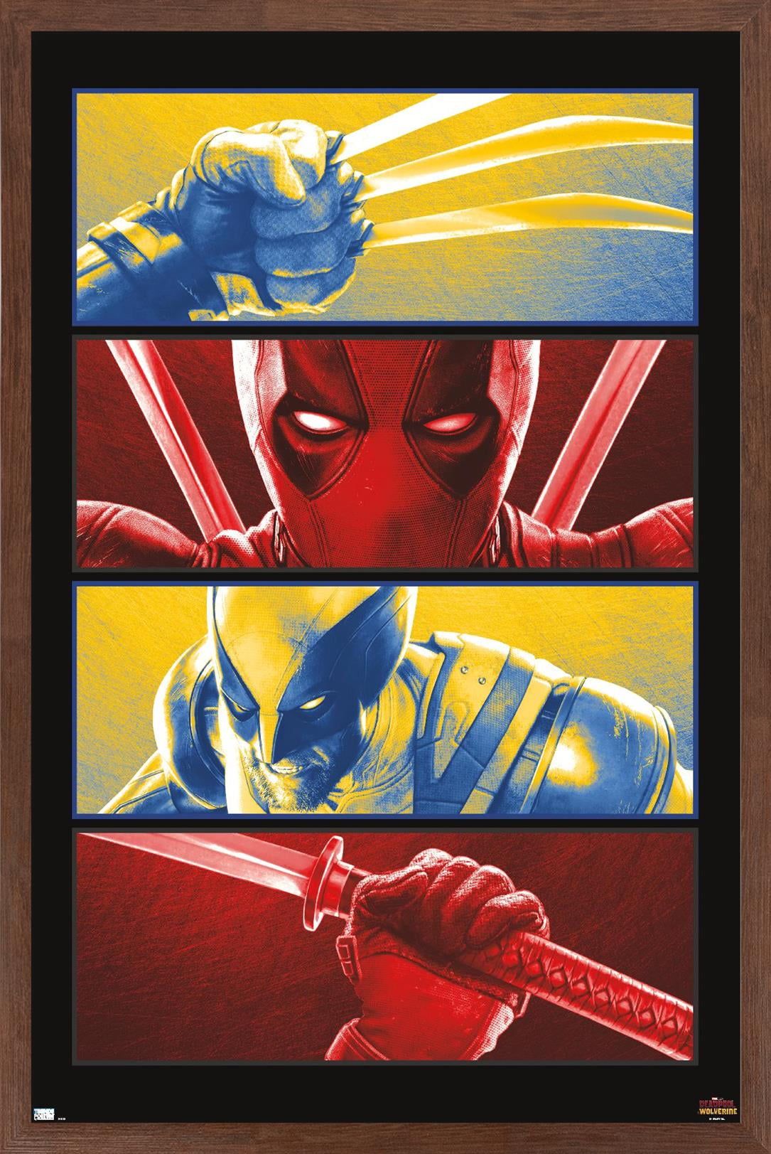 Marvel Deadpool & Wolverine - Panels Wall Poster, 22.375" x 34" Framed ...