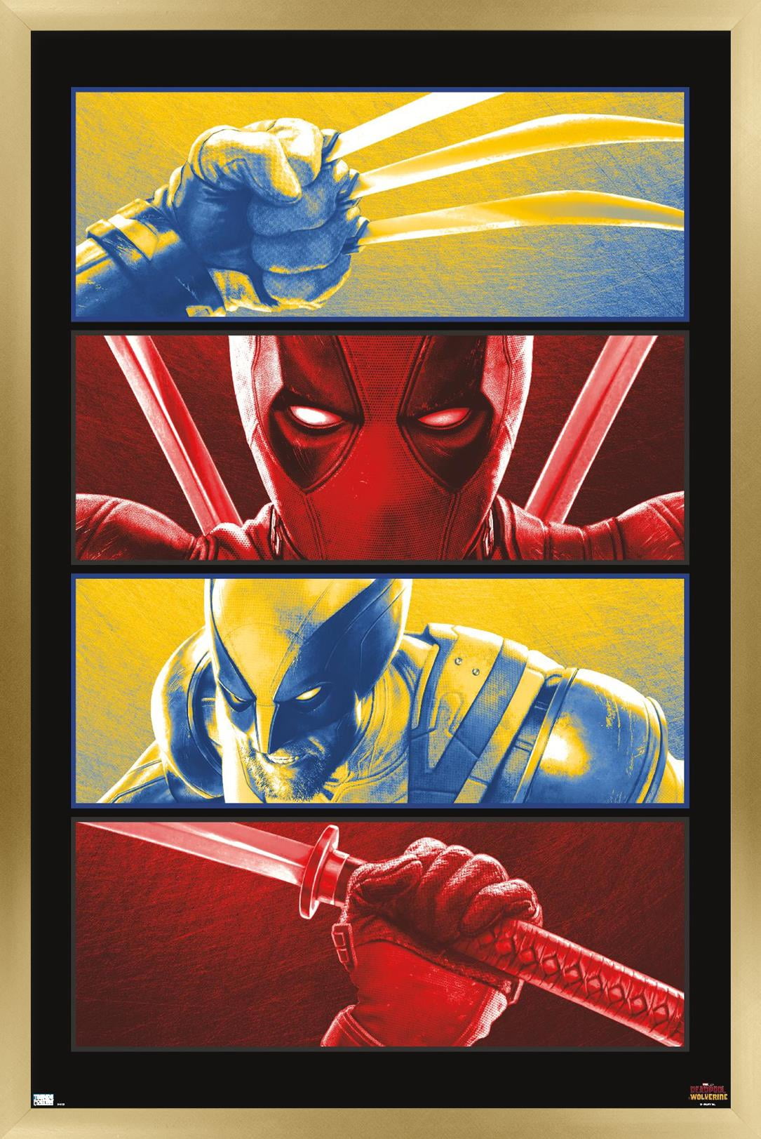 Marvel Deadpool & Wolverine - Panels Wall Poster, 22.375" x 34" Framed ...