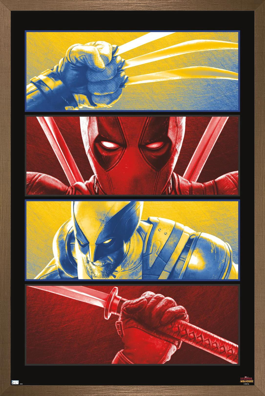 Marvel Deadpool & Wolverine - Panels Wall Poster, 22.375" x 34" Framed ...