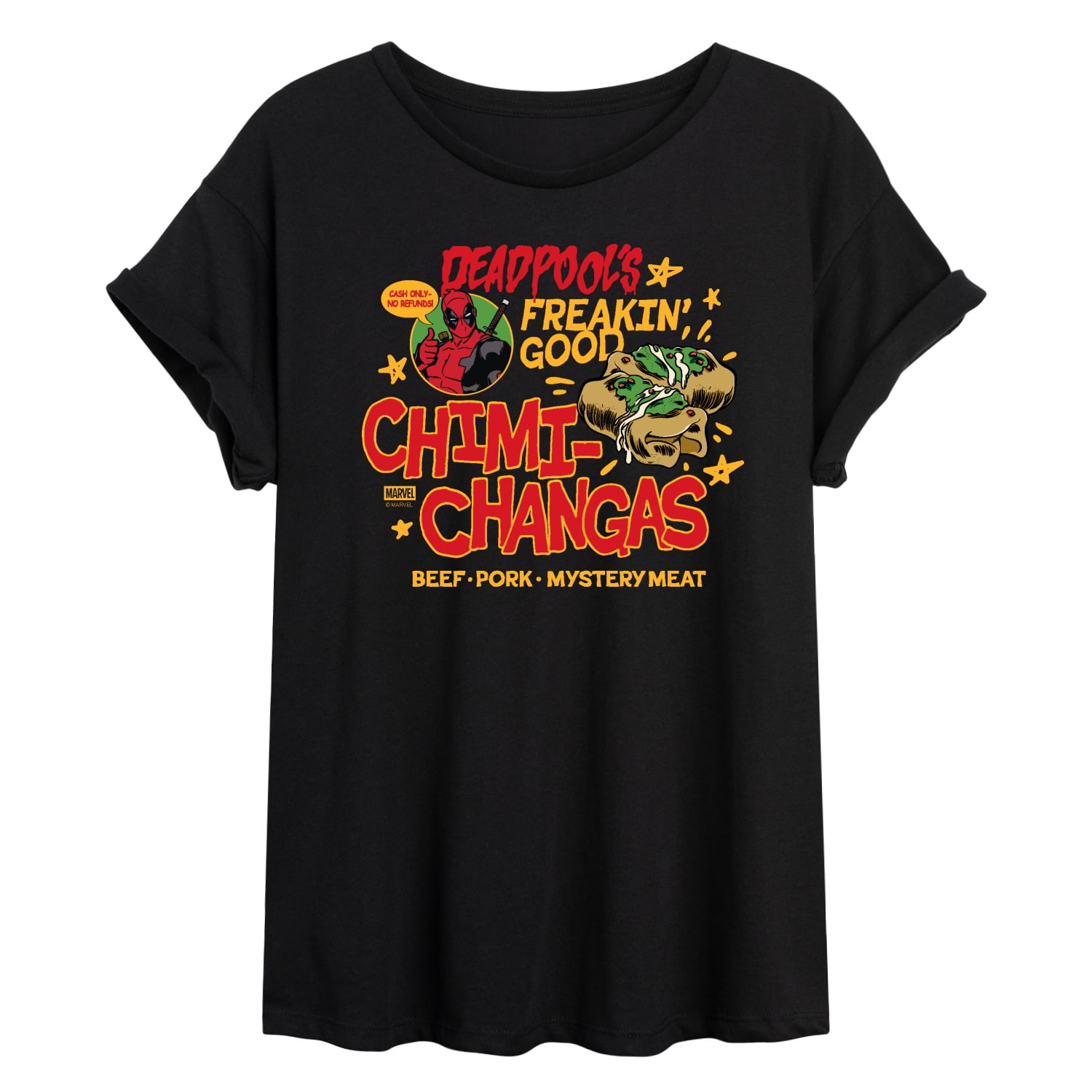 Marvel - Deadpool's Chimichangas - Juniors Oversized Graphic T-Shirt ...