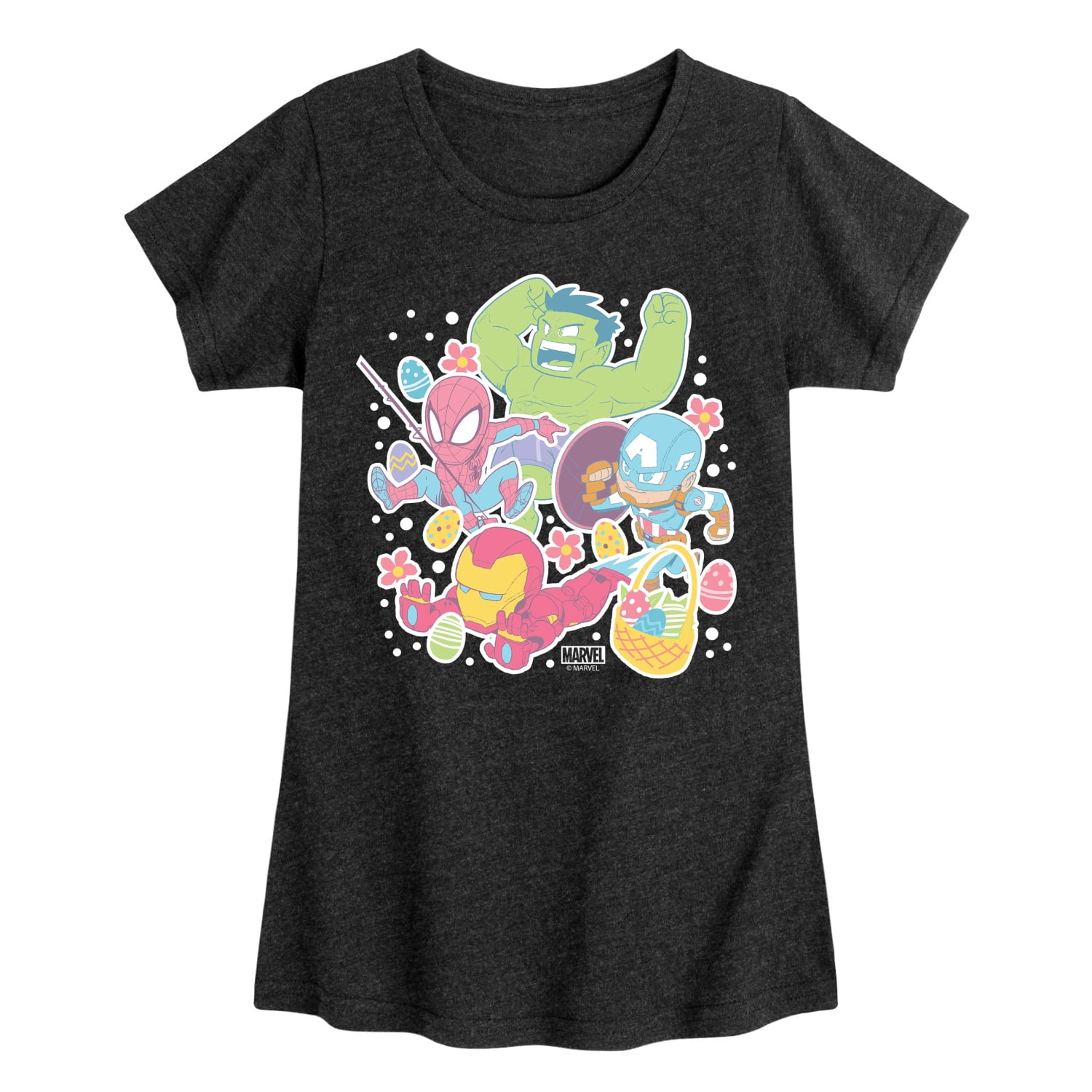 Marvel - Easter Stickers - Girls Fitted Short Sleeve Graphic T-Shirt ...