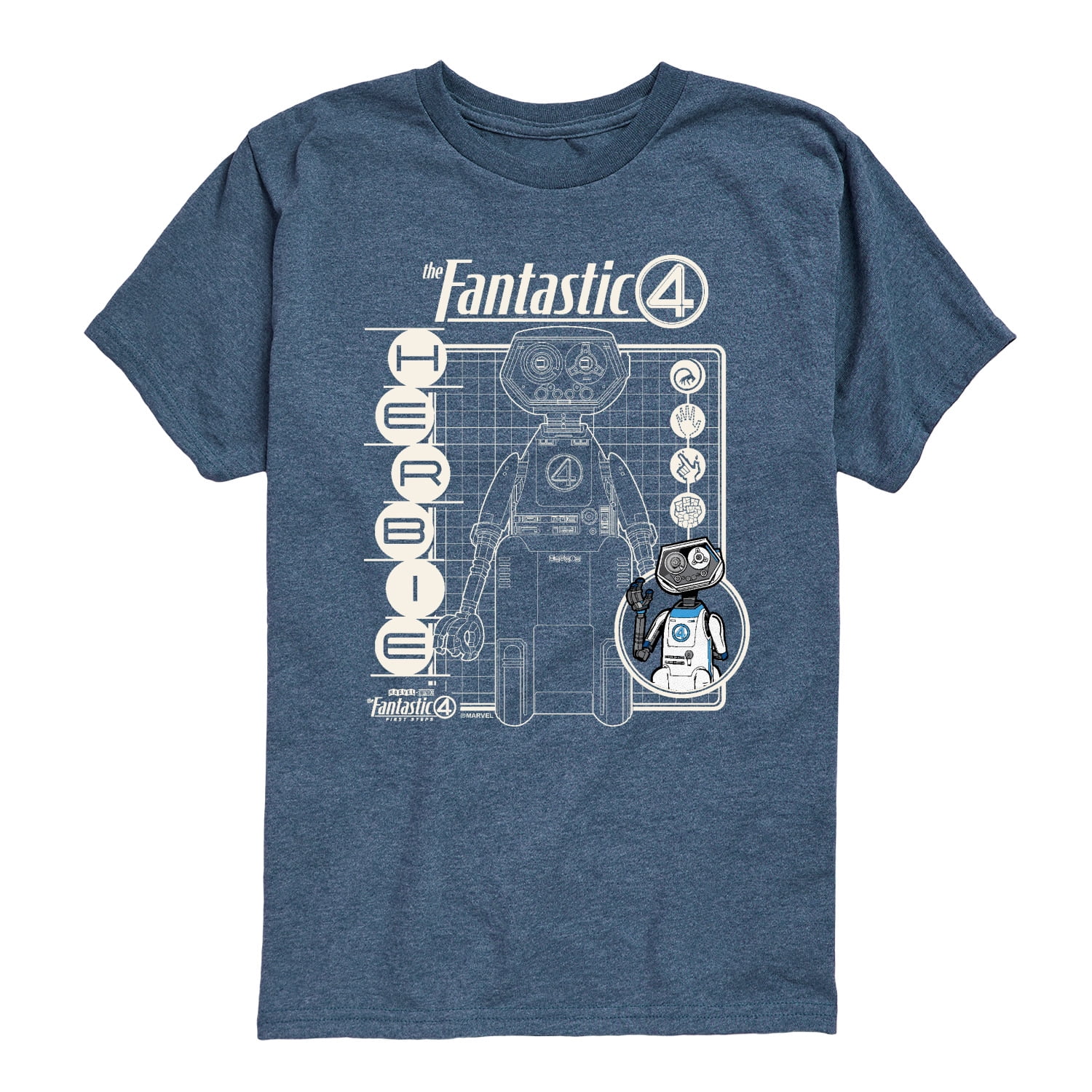 Fantastic Four - Herbie Blueprint - Youth Boys Short Sleeve Graphic T ...