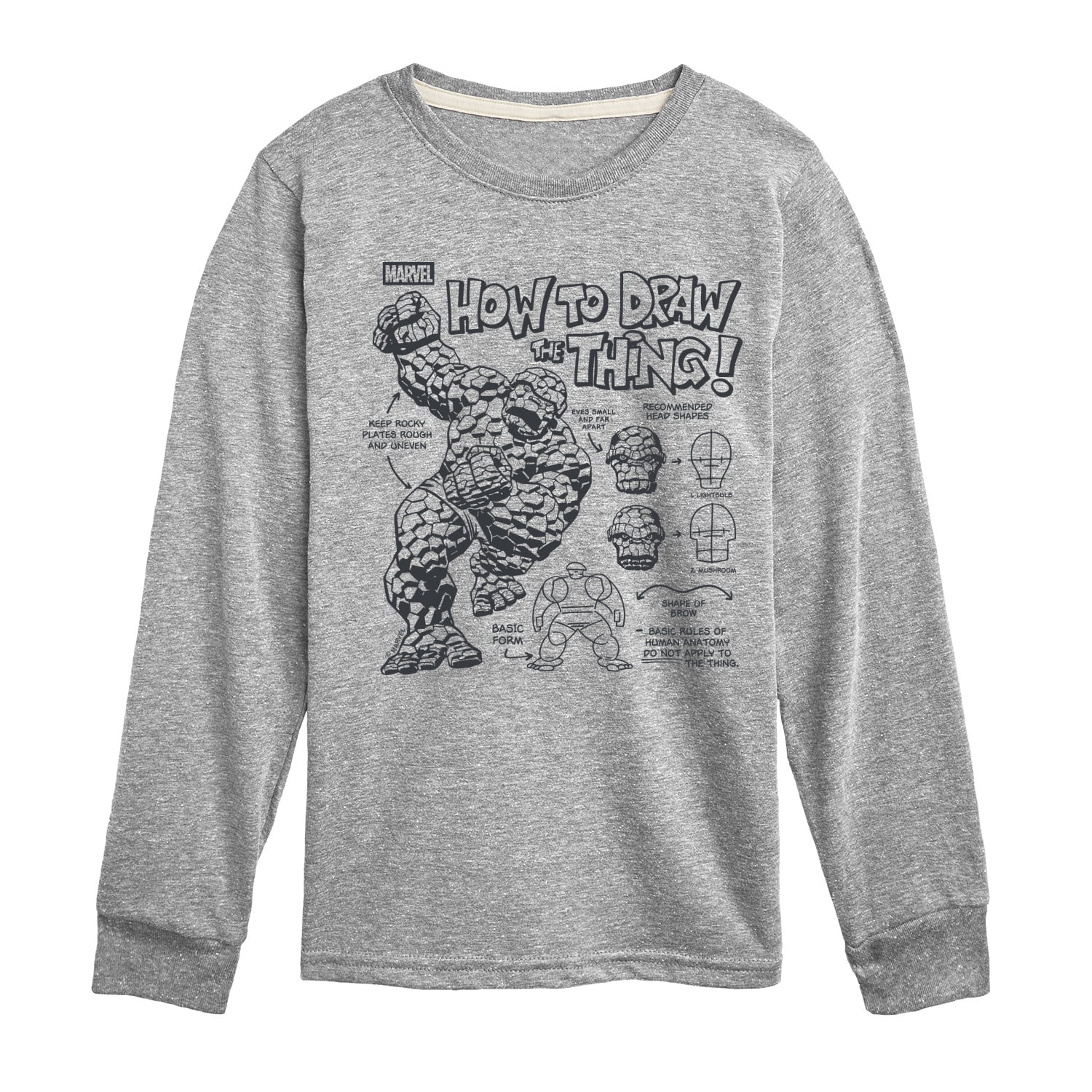 Marvel - Fantastic Four How To Draw The Thing - Youth Long Sleeve ...