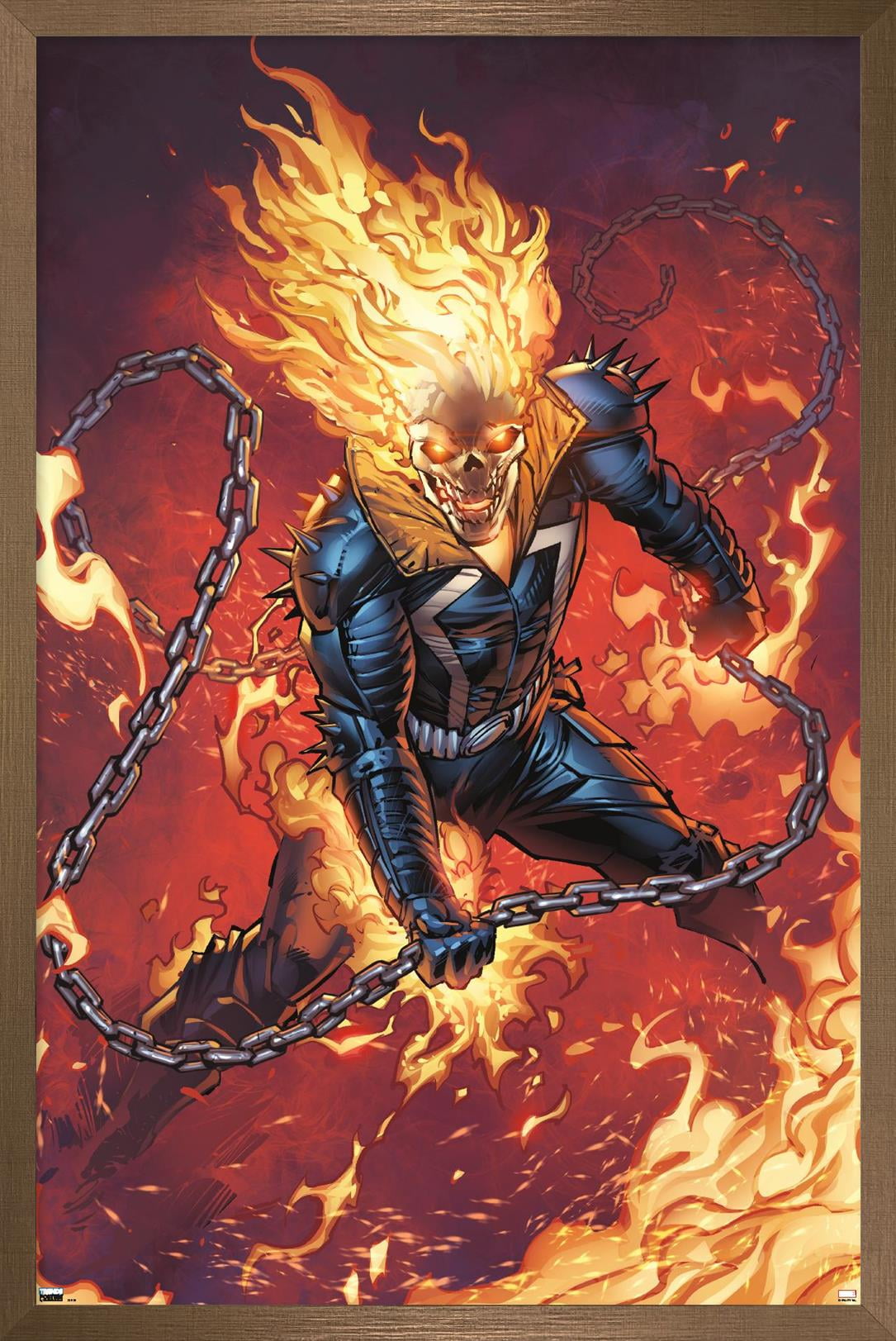 Marvel Ghost Rider - Flaming Chain Wall Poster, 14.725" x 22.375 ...