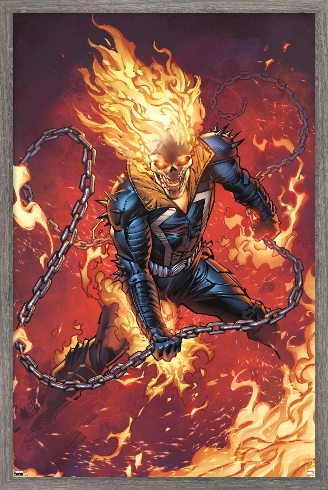 Marvel Ghost Rider - Flaming Chain Wall Poster, 14.725" x 22.375 ...
